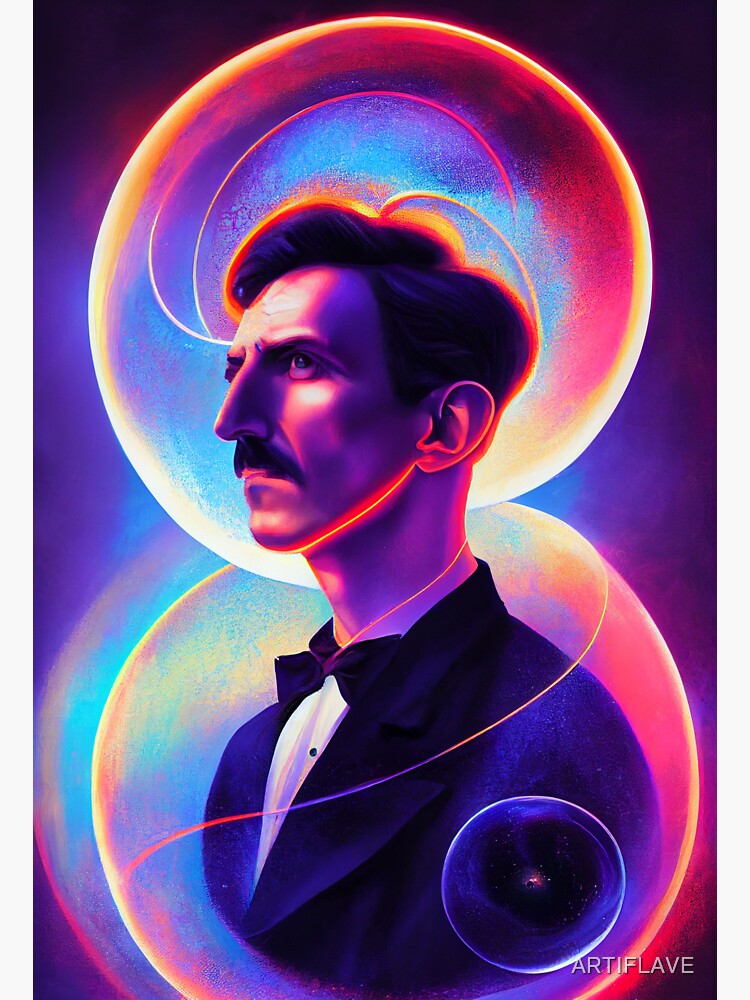 "Nikola Tesla as an Abstract Painting I" Sticker for Sale by ARTIFLAVE ...