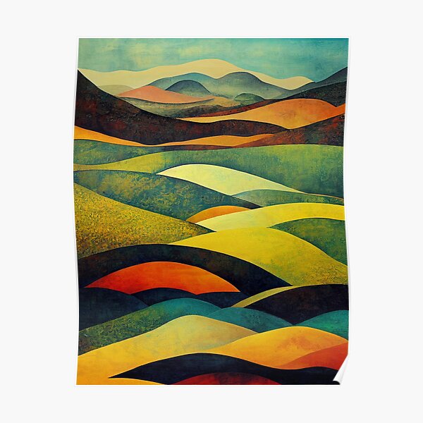 "Valleys and hills landscape " Poster for Sale by UnlockingDesign ...