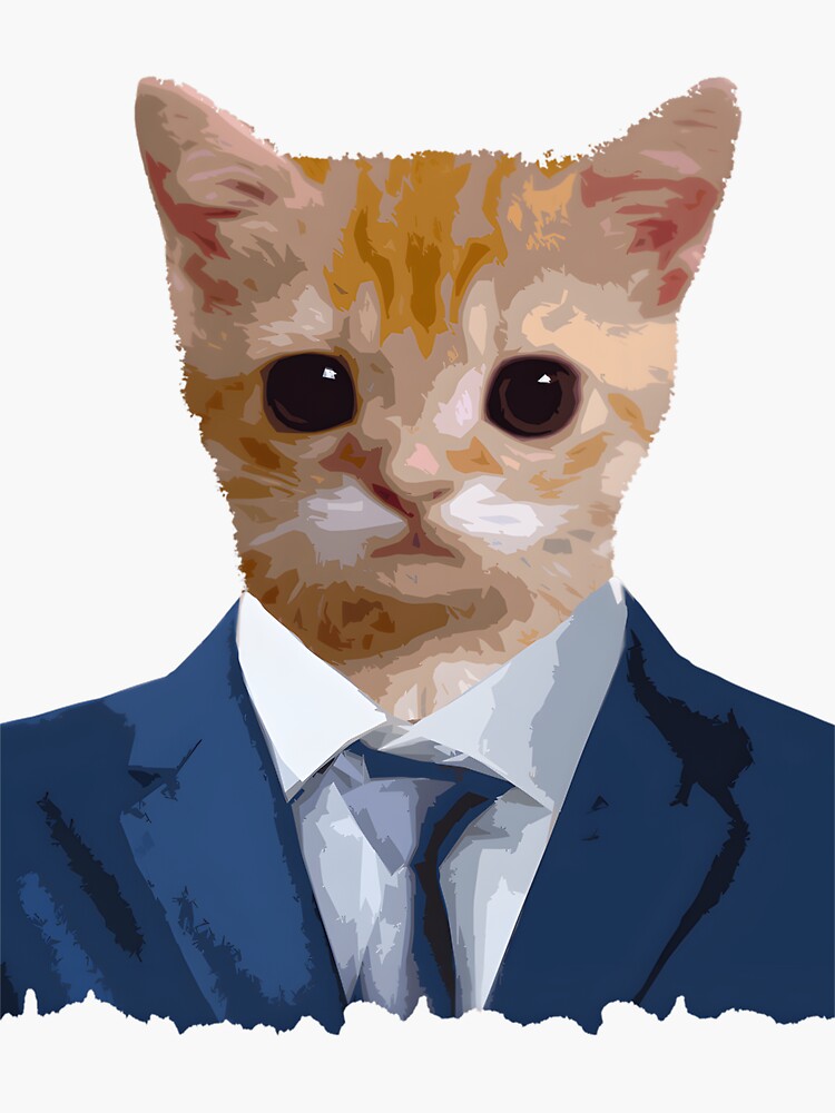 "el gato Meme wearing a suit Funny cute sad Cat humor Essential ...