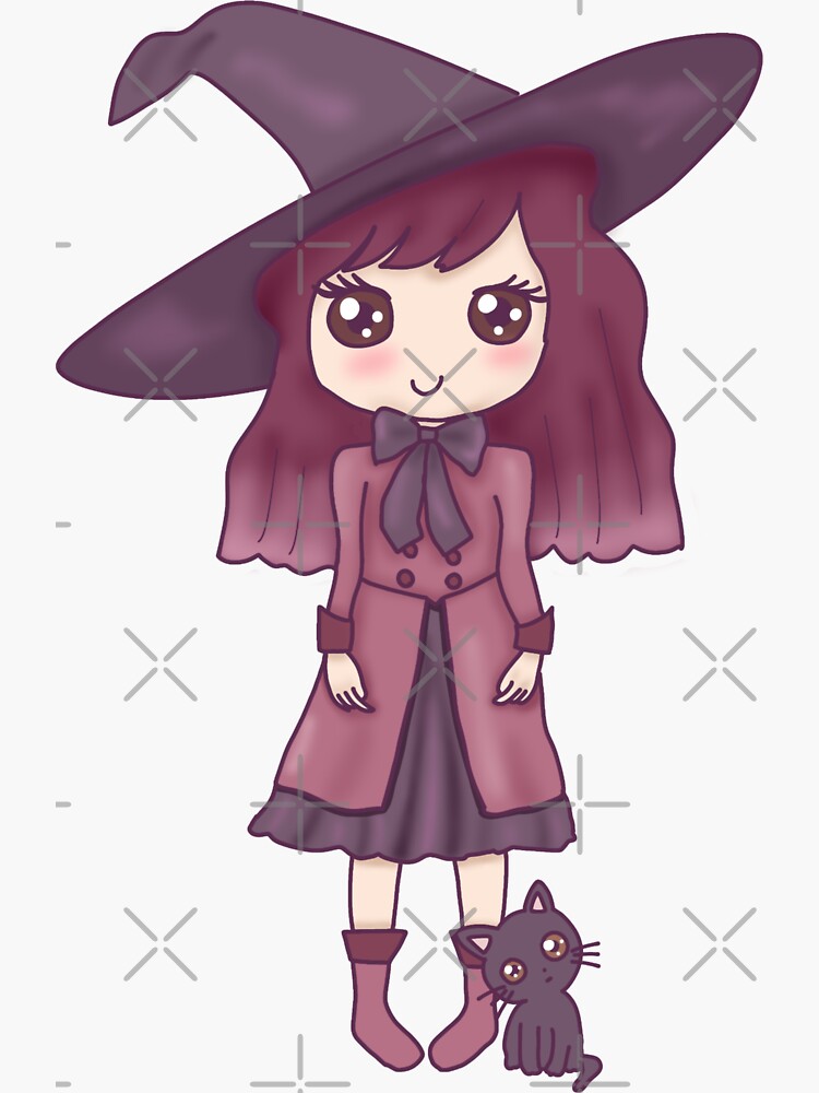 "Cute chibi witch girl " Sticker for Sale by Becky-Marie | Redbubble
