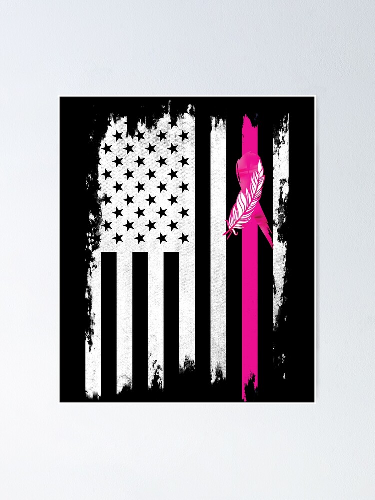"Breast Cancer Pink Ribbon Distressed Flag" Poster for Sale by ...