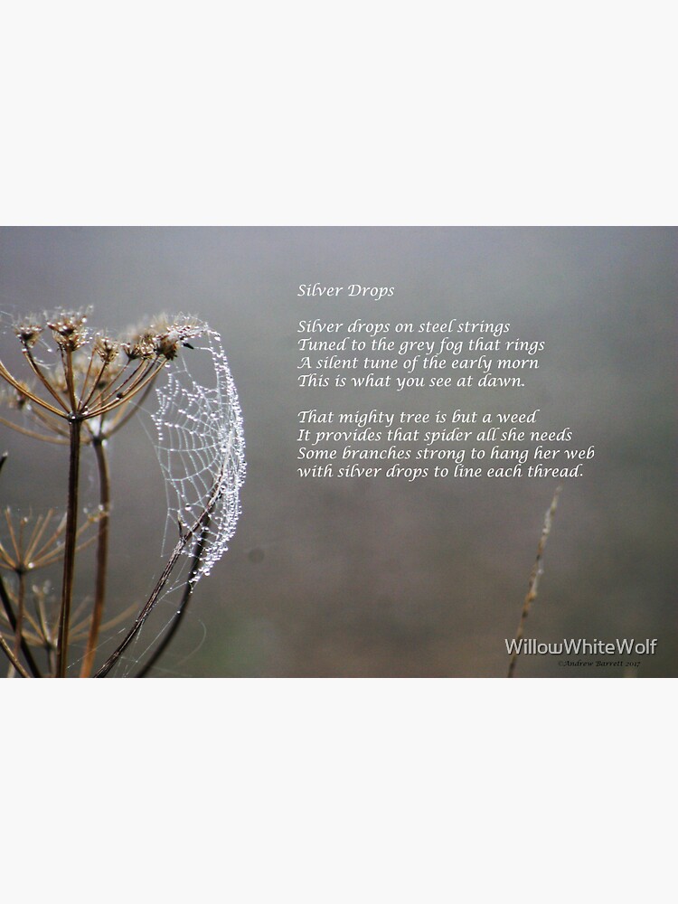 "Silver Drops - Poem and Picture" Sticker for Sale by WillowWhiteWolf ...