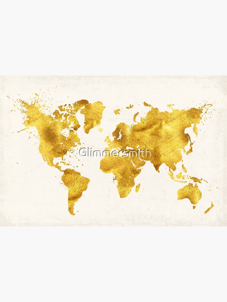 "Gold World Map 24 Karat World faux golden texture" Art Print by ...