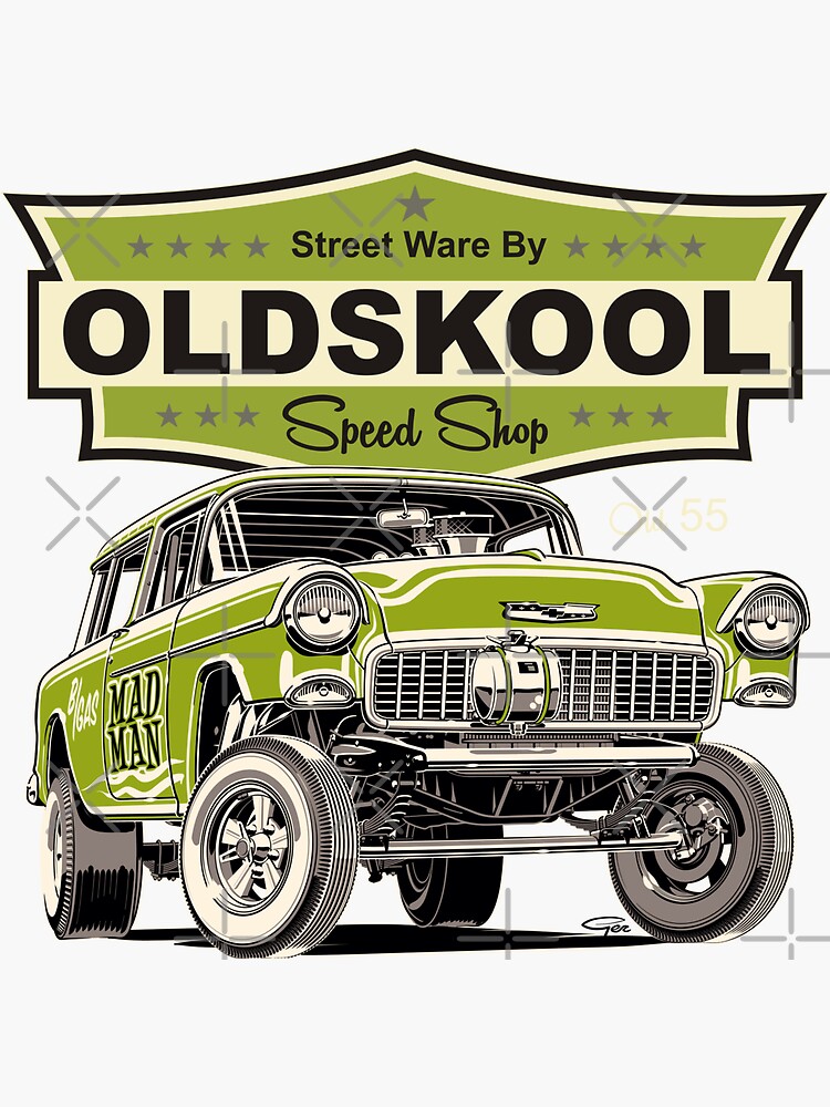 "55 Chevy Nomad By Oldskool Speed Shop" Sticker for Sale by dpi-print ...