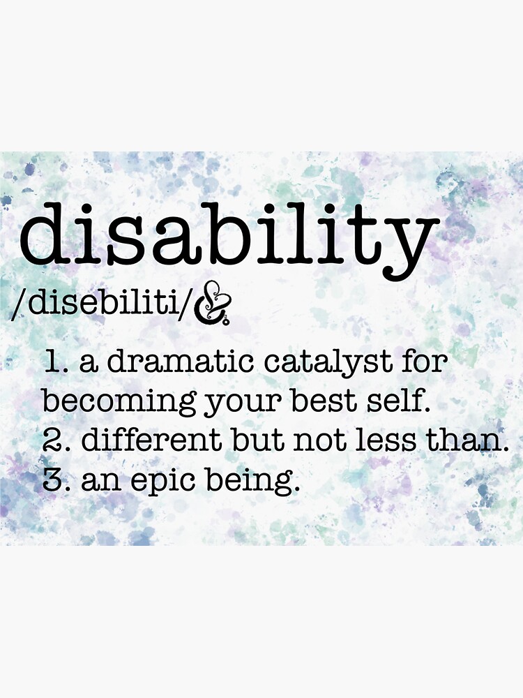 "Disability definition" Sticker for Sale by ChronicallyGF | Redbubble