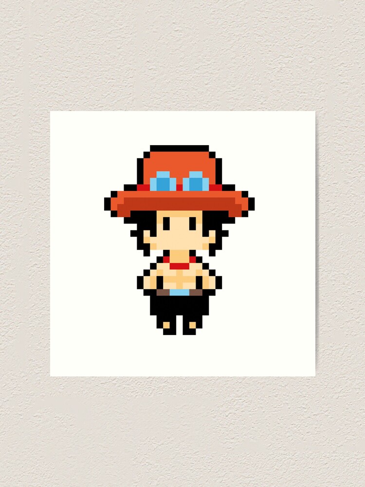 One Piece Portgas D Ace Pixel Art Art Print For Sale By Kobmamba Redbubble