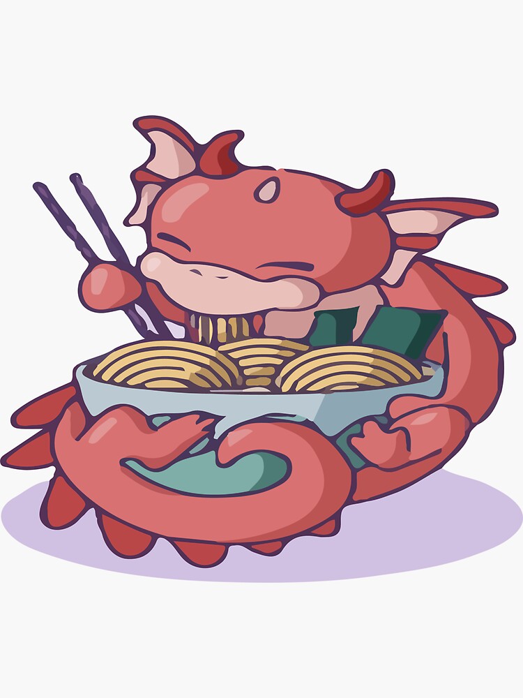 "Cute Dinosaurd Eating Ramen Kawaii" Sticker for Sale by urfvarea ...