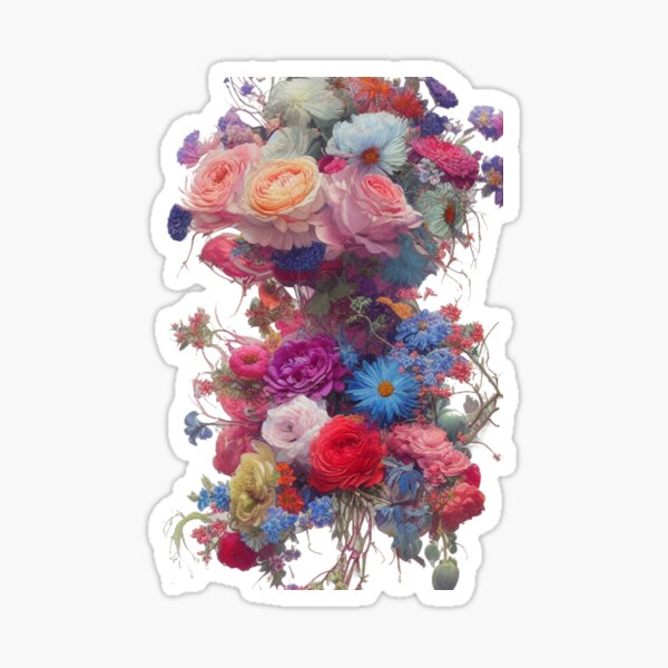 "Lush Plume of Colorful, Intimately Detailed Flowers" Sticker for Sale ...