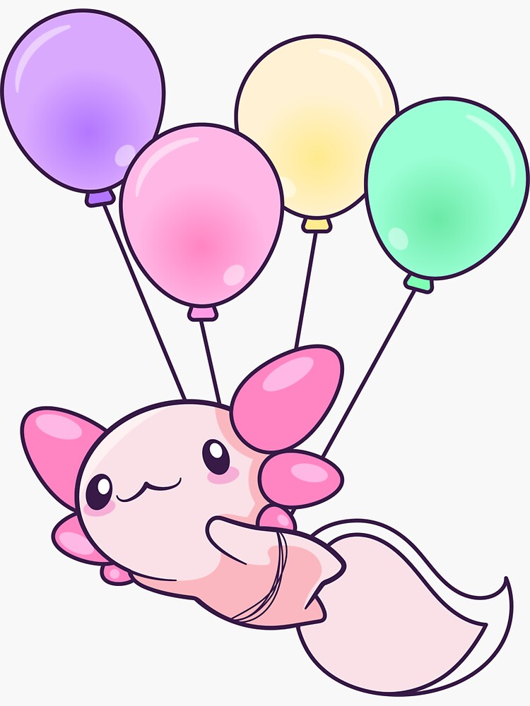 "Cute Axolotl flying through the sky" Sticker for Sale by Kawaiitoon | Redbubble
