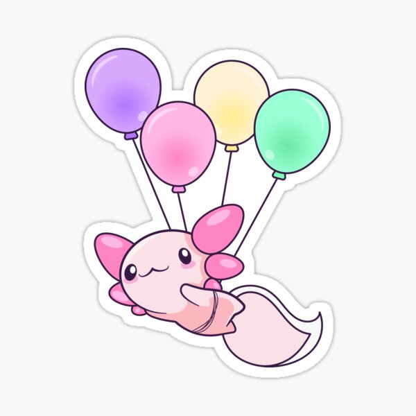 "Cute Axolotl flying through the sky" Sticker for Sale by Kawaiitoon ...