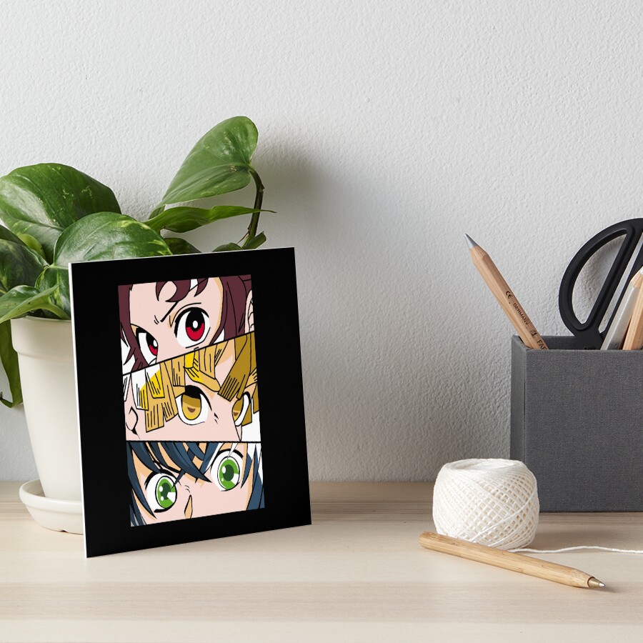"demon slayer tanjiro inosuke zenitsu eyes anime" Art Board Print for ...