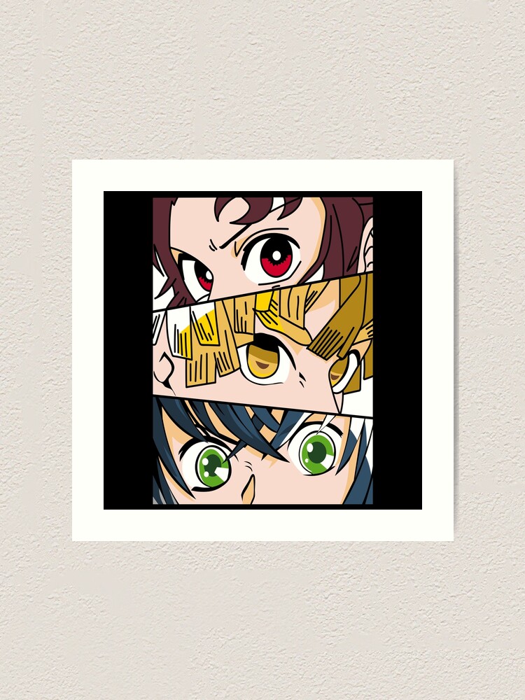 "demon slayer tanjiro inosuke zenitsu eyes anime" Art Print for Sale by ...