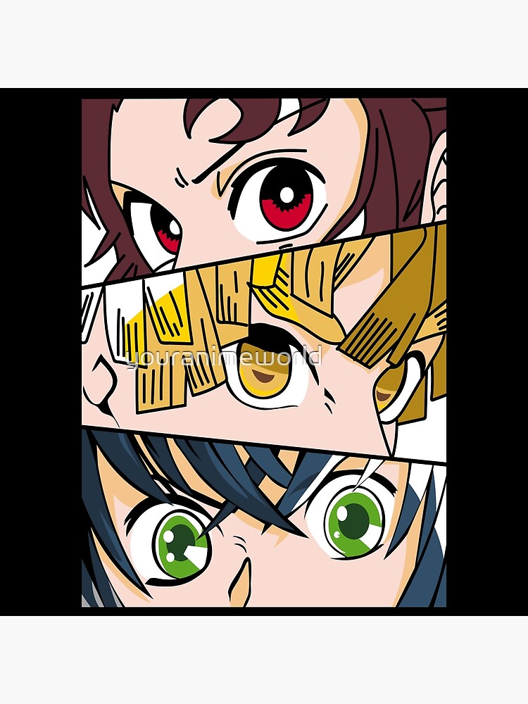 "demon slayer tanjiro inosuke zenitsu eyes anime" Poster for Sale by ...
