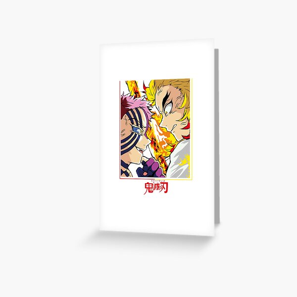 "rengoku kyojuro and upper moon 3 akaza demon slayer" Greeting Card for ...
