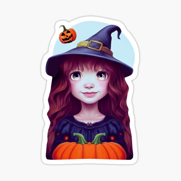"Cute Halloween Witch Princess Emma" Sticker for Sale by ...