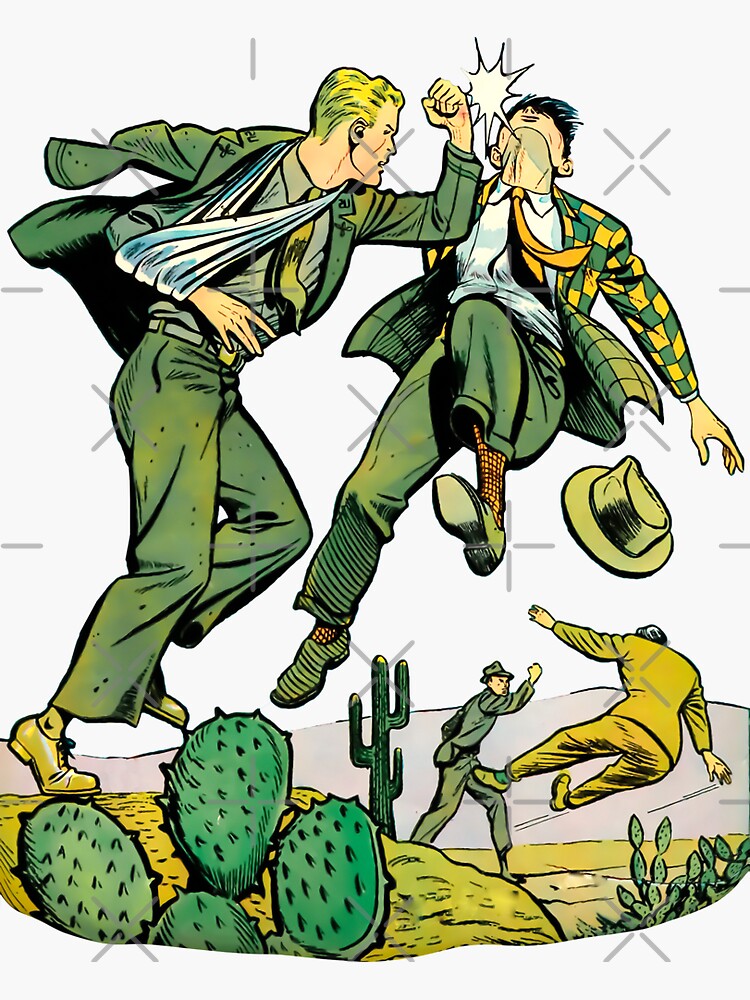 "Men Fighting Among Desert Cacti Comic" Sticker for Sale by REVISTANGO ...