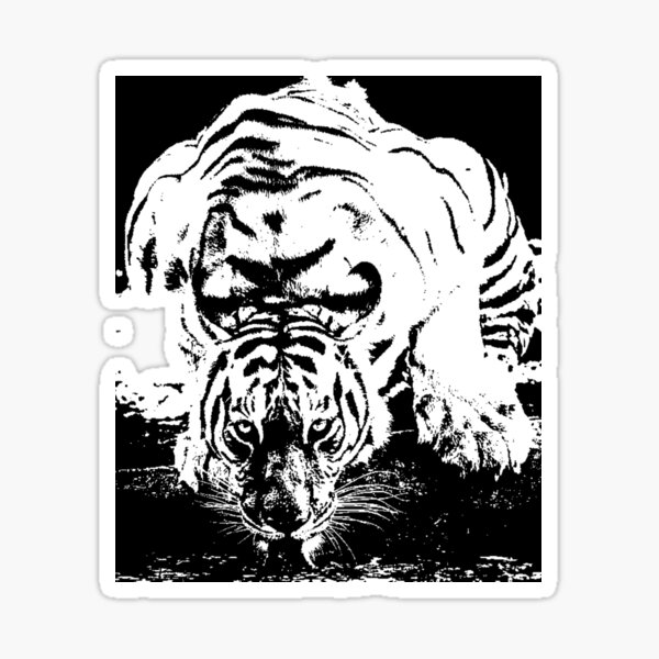 "Tiger Transparent Black Outline" Sticker for Sale by Namsus-Printing ...