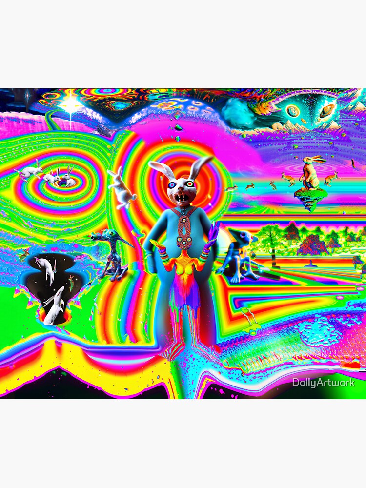 "Outrageously Stoned Rabbit" Sticker for Sale by DollyArtwork | Redbubble