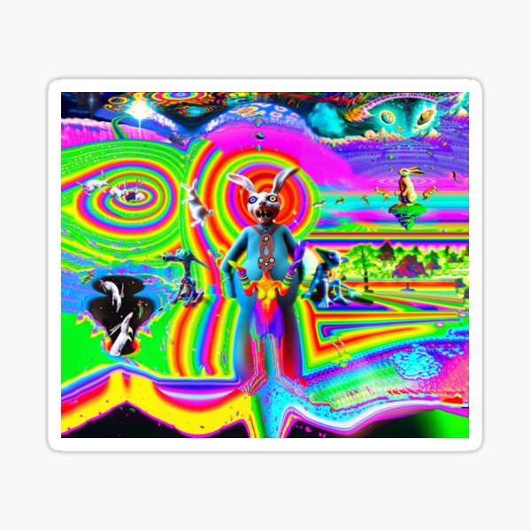 "Outrageously Stoned Rabbit" Sticker for Sale by DollyArtwork | Redbubble