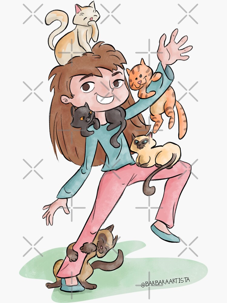 "Happy Cat Lady Green" Sticker for Sale by bbandcats | Redbubble
