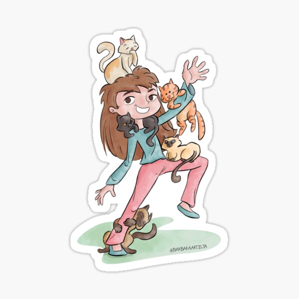 "Happy Cat Lady Green" Sticker for Sale by bbandcats | Redbubble