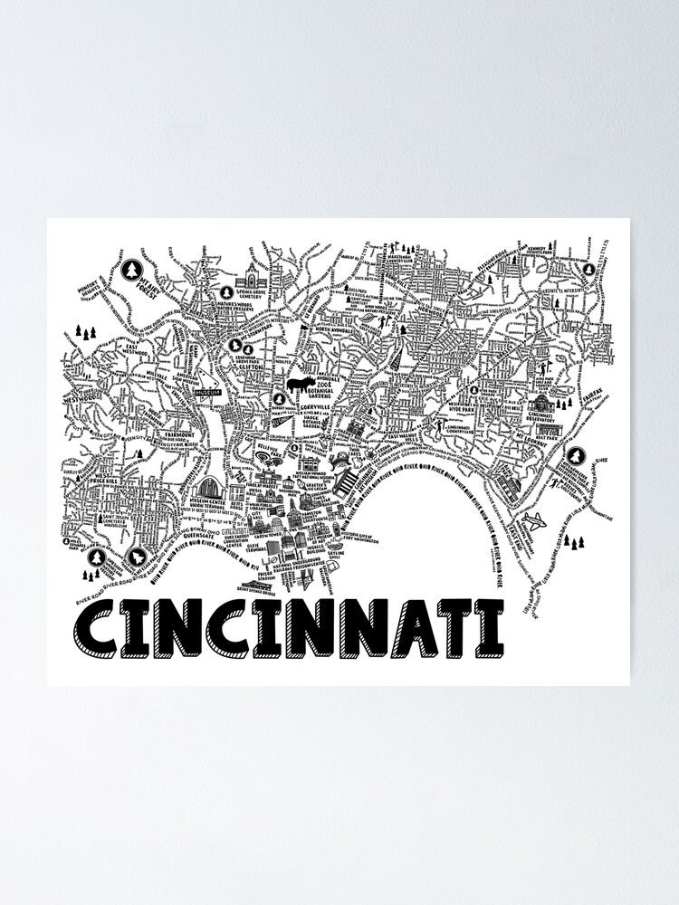 "Cincinnati Ohio Map Art" Poster for Sale by fiberandgloss | Redbubble