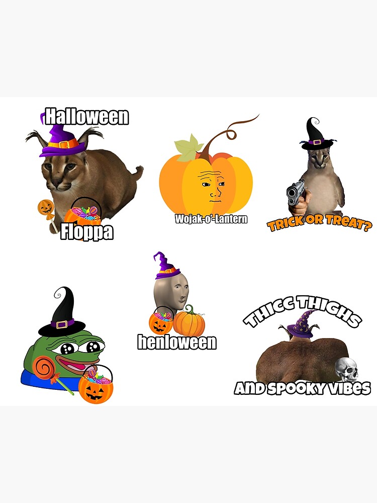 "Halloween Meme Sticker Pack Sheet Compilation - Big Floppa, Wojak ...