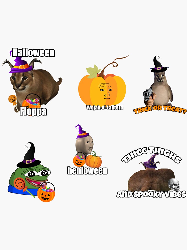 "Halloween Meme Sticker Pack Sheet Compilation – Big Floppa, Wojak ...
