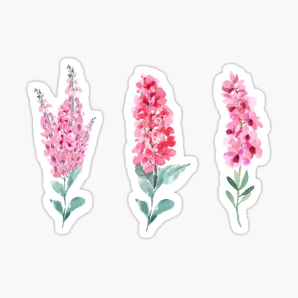 "Vintage Watercolor Snapdragons Set, Watercolor Flowers" Sticker for ...
