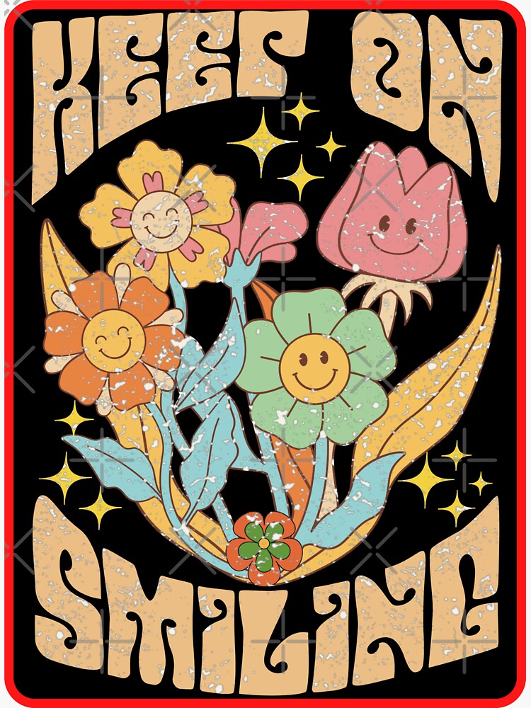 "Retro vintage core aesthetic fashion keep on smiling " Sticker for ...