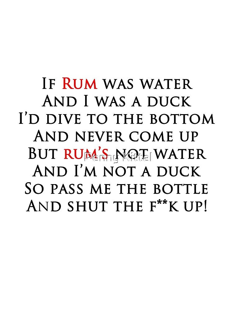 "Rum poem Tee - Red and black writing" by Penny Kittel | Redbubble