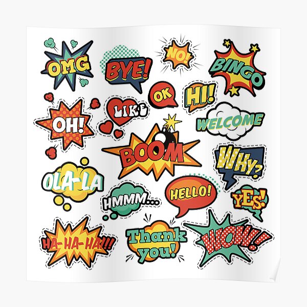 "Random reaction words" Poster for Sale by DaiMovr | Redbubble