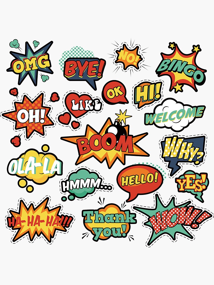 "Random reaction words" Sticker for Sale by DaiMovr | Redbubble