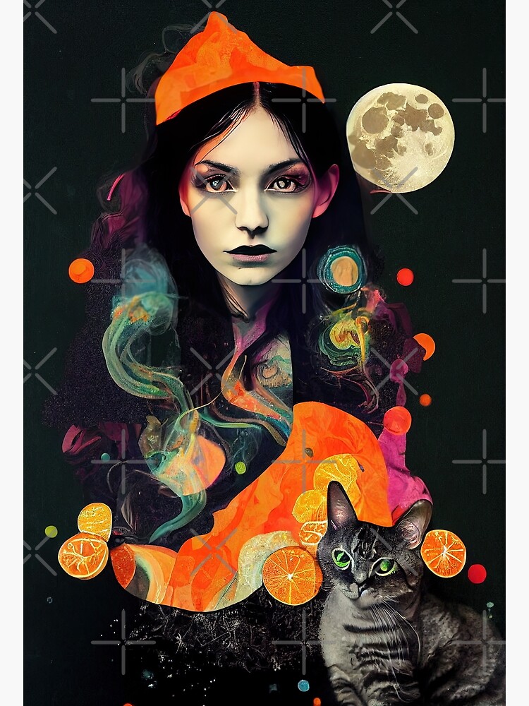 "Witch Magic Full Moon Cat" Poster for Sale by MaribouLatour | Redbubble