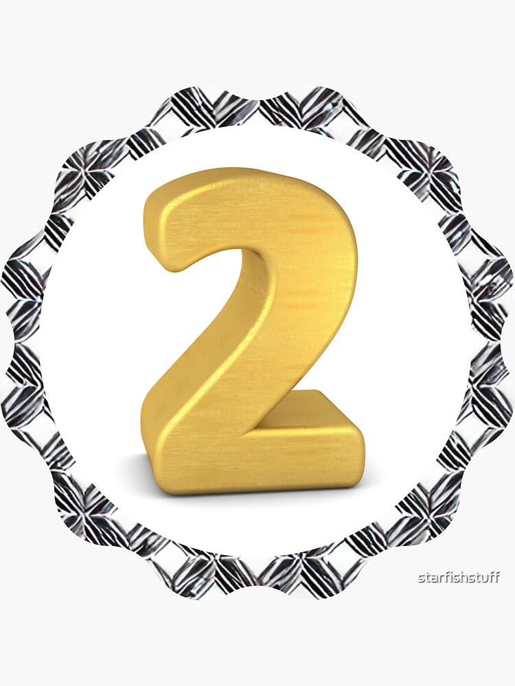 " NUMBER 2 GOLD" Sticker for Sale by starfishstuff | Redbubble