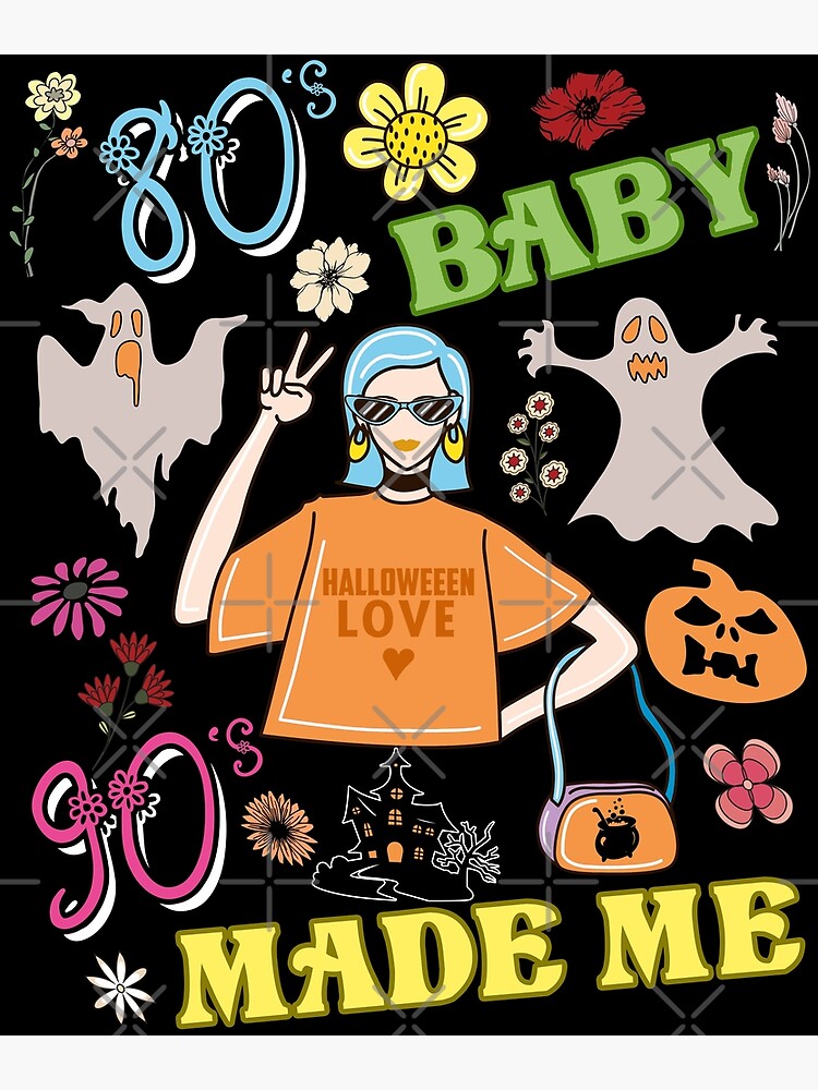 Lámina fotográfica «Halloween 80's Baby 90's Made Me Retro 1980s 1990s Clásico Retro Mujer» de ...