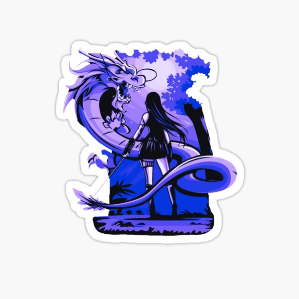 "Purple Anime Girl Samurai and Dragon design" Sticker for Sale by Dven ...