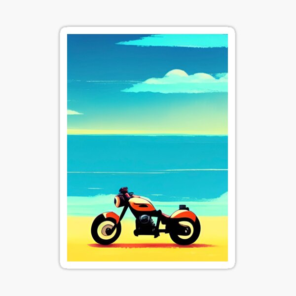 "CLASSIC RETRO STYLE MOTORCYCLE ON A BEACH" Sticker for Sale by ...