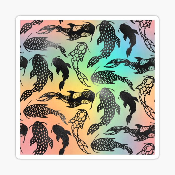 "Rainbow and Black Pattern with Carp" Sticker for Sale by LDTreasures ...