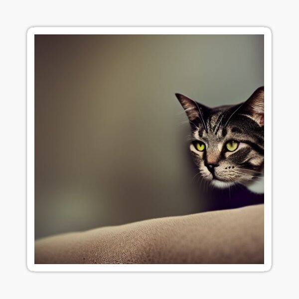 "Akanah Dyer the cat is happy sitting on the couch" Sticker for Sale by ...