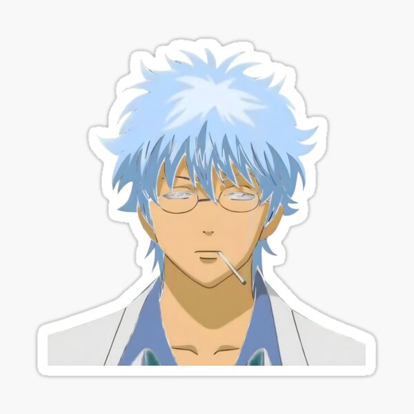 "Gintoki Sakata Gintama with blue hair" Sticker for Sale by ReginaSeege ...