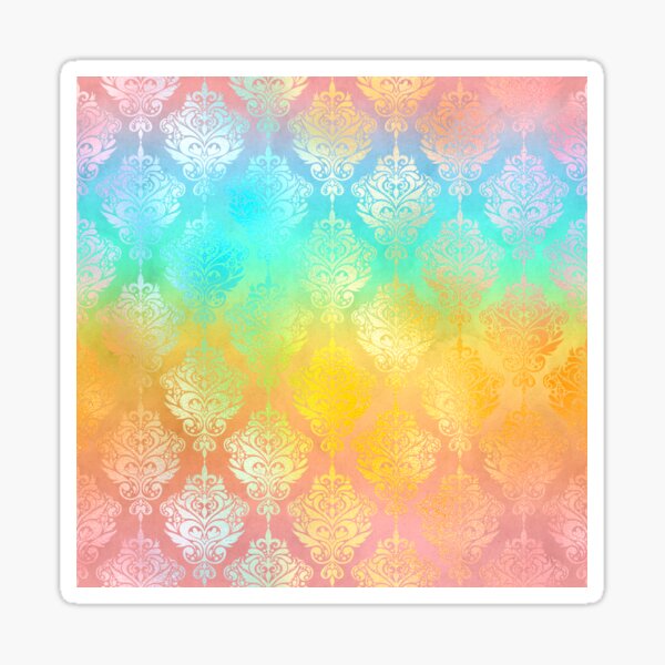 "Rainbow Pattern of Shimmery Damask Motif" Sticker for Sale by ...