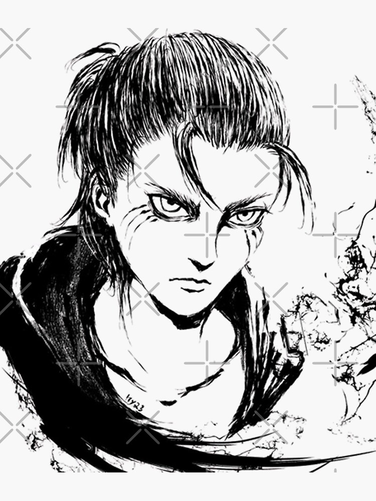 "eren yeager black white" Sticker for Sale by AlinchowRe | Redbubble