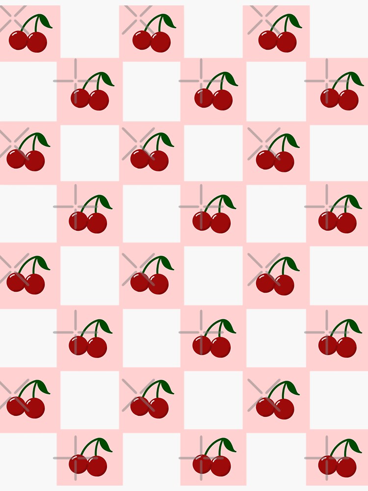 "Aesthetic Pink Cherry Checker 1.0" Sticker for Sale by CherieArts ...
