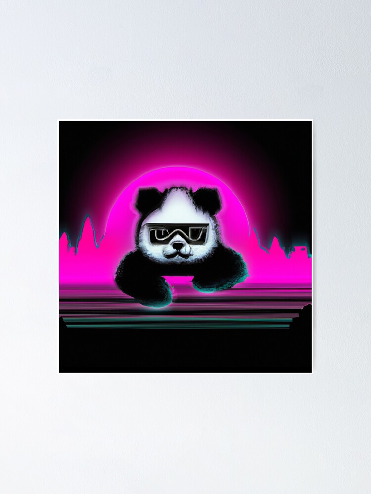 "Chill Panda with neon city behind him " Poster for Sale by ...