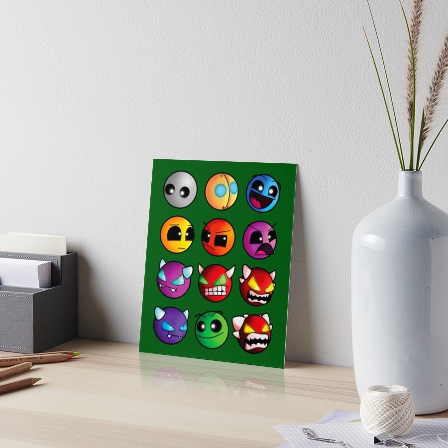 "Geometry Dash in many emotions funny meme" Art Board Print for Sale by ...