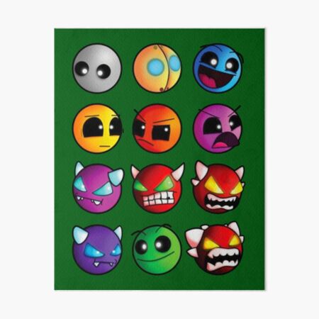 "Geometry Dash in many emotions funny meme" Art Board Print for Sale by ...