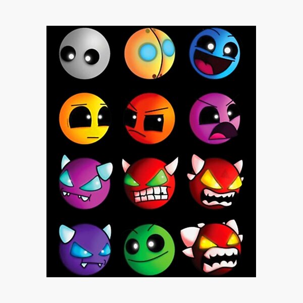 "Geometry Dash in many emotions funny meme" Photographic Print for Sale ...