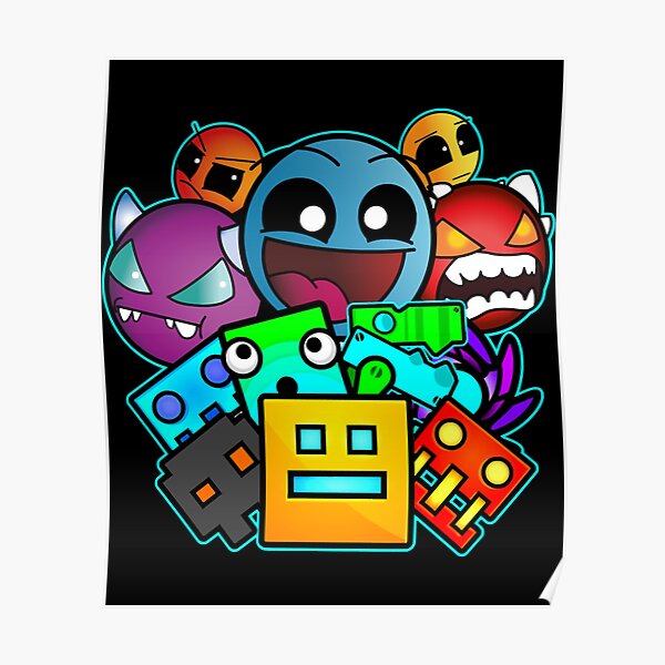 "geometry dash old school gaming" Poster for Sale by BaCalic | Redbubble