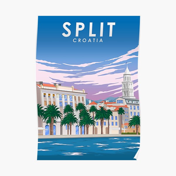 "Split Croatia Vintage Minimal Retro Travel Poster" Poster for Sale by ...